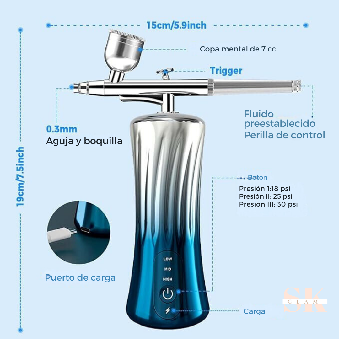 AirMaster Pro® - Aerógrafo inalámbrico multipropósito – Glam by SK ǀ Tienda de Belleza
